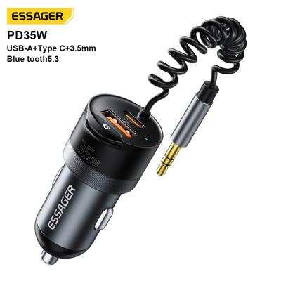 China ESSAGER ES-CC20 30W 35W Usb Type C Super Fast Car Charger With Bluetooth 3.5mm Adapter for sale
