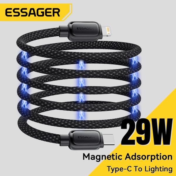 Quality ESSAGER ES-X56 1M PD 29W 3A Fast Charging Type C To L Magnetic Data Cables For Iphone for sale