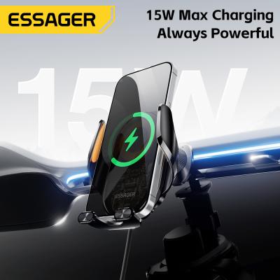 China ESSAGER A6 360 Rotation Vacuum Suction Car Phone Holder Wireless Charger for sale