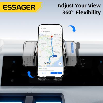 China ESSAGER A6 360 Rotation Vacuum Suction Car Phone Holder Wireless Charger for sale