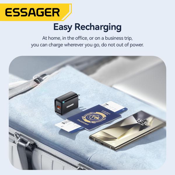 Quality 45W QC3.0 5V 3A ESSAGER ES-CD60 Super Fast Charging USB Wall Charger for Travel for sale