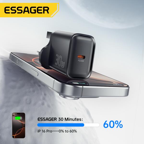 Quality ESSAGER ES-CD52 PD 30W Usb Type C Mobile Phone Charger 1 Port EU US UK Plug for sale