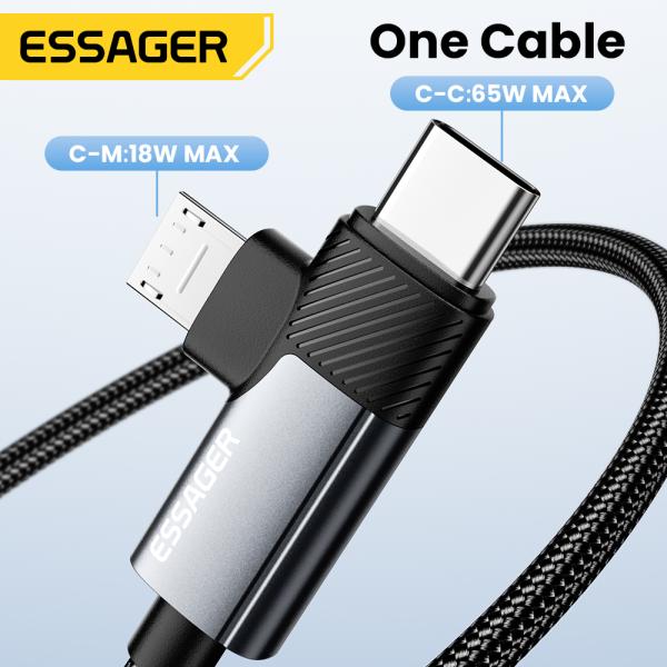 Quality 65W USB C to C and Micro Fast Charging Cable 1M 2M 480Mbps Data Transfer for sale