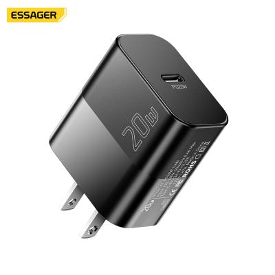 Cina ESSAGER PD 20W Usb C ricarica veloce Gan Mobile Cell Phone Charger Us Eu Uk Plug Mini Portatile in vendita