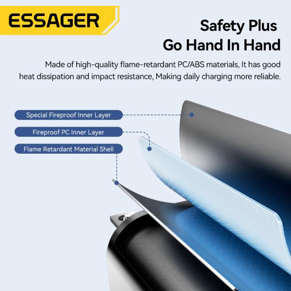 Quality ESSAGER PD 20W Usb C Fast Charging Gan Mobile Cell Phone Charger Us Eu Uk Plug for sale