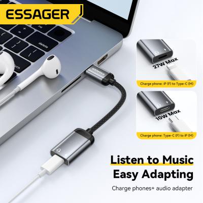China Essager ES-YP27 Usb Type C To Lightning iPhone Audio Converter Charger Adapter Cable for sale