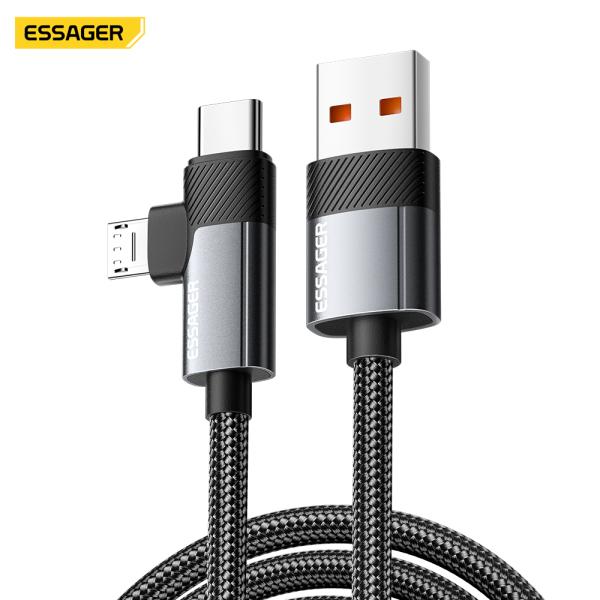 Quality ESSAGER ES-X59 2 In1 Usb To Micro USB C Fast Charging Cables 7A Pd 100W for sale