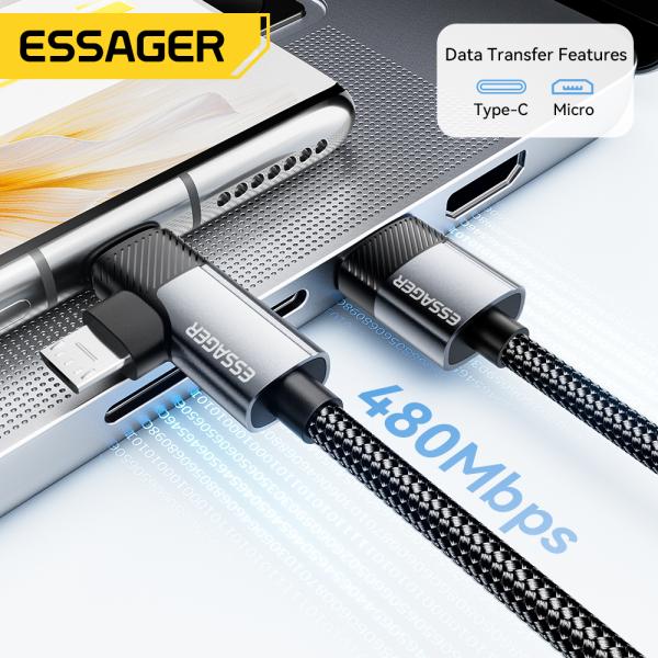 Quality ESSAGER ES-X59 2 In1 Usb To Micro USB C Fast Charging Cables 7A Pd 100W for sale