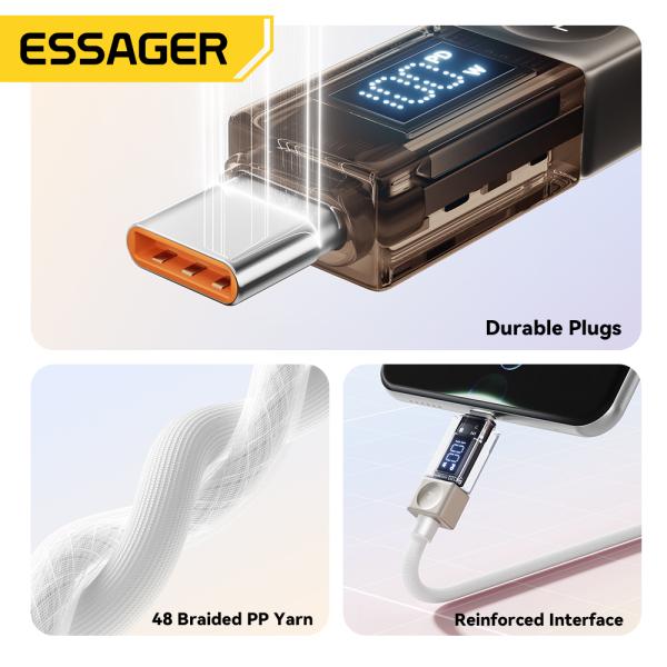 Quality ESSAGER ES-X76 Usb To Type C Fast Charger Cable 100W 7A Android For Oneplus for sale