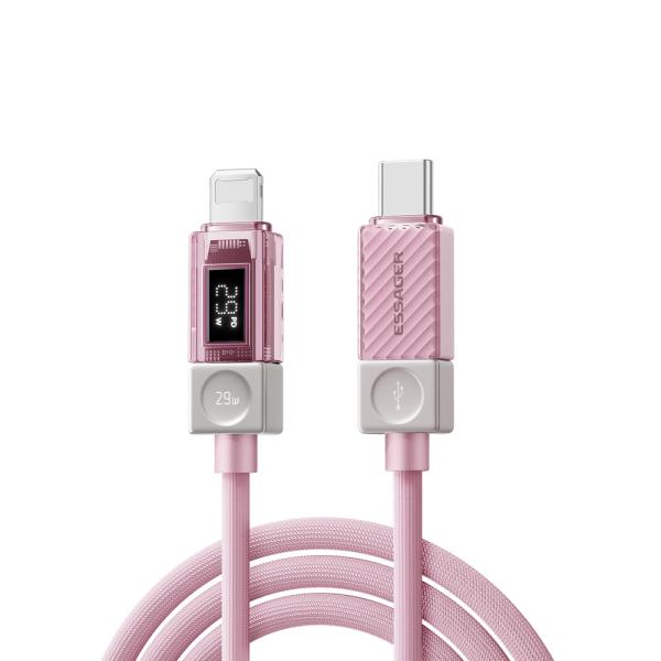 Quality ESSAGER ES-X76 Usb C To Lightning Pd 29W Charging Data Cable 3Ft 6Ft Digital for sale