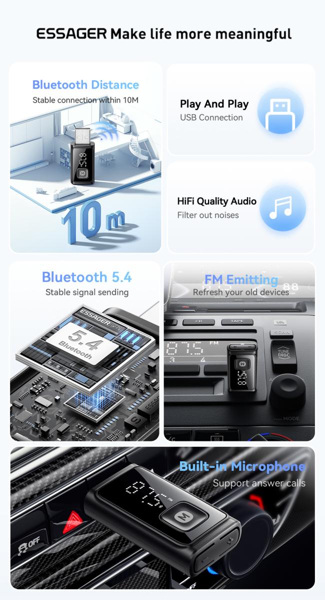 ESSAGER ES-BT17 side view showing USB ports