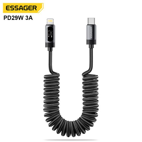 Quality ESSAGER ES-X64 Type C To Lightning Iphone Fast Charger Data Cable 3A PD29W Led Digital Display for sale