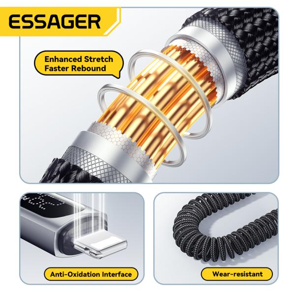 Quality ESSAGER ES-X64 Type C To Lightning Iphone Fast Charger Data Cable 3A PD29W Led for sale