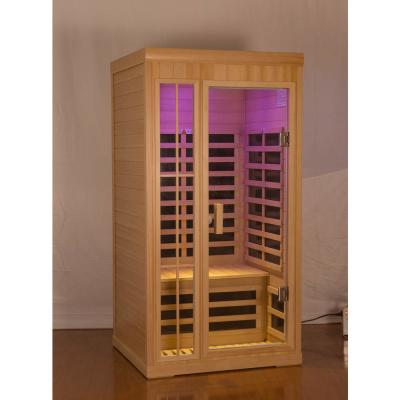 Cina 1 infrarosso personale di legno solido di lusso della stanza di sauna del bagno turco della persona con le luci di colore del LED in vendita