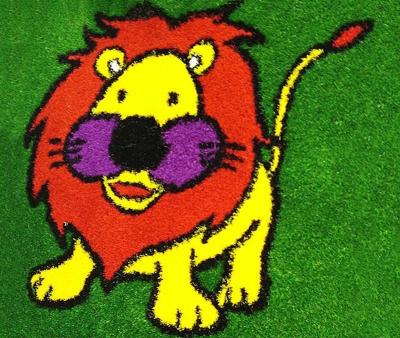 China 2018 popular Kids Friendly Anti-UV Pile Height 15mm denstiy 18900 Lovely Cartoon Artificial Grass For Kindergarten for sale