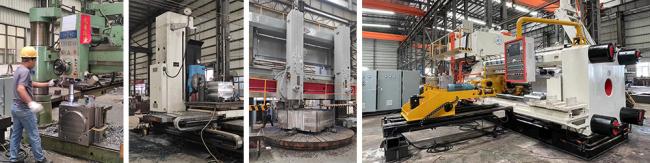 Aluminium profile extrusion press machine in production workshop