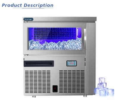 China ICM-120P Wholesale Commercial Automatic 65kg Ice Making Machine High End Blue Light Ice Maker Factory Low Price for Hotel / Cafe for sale