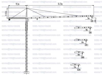 China QTZ7525 Hammerhead Tower Crane 16t Load 75mts Work Boom 2.5t Tip Load for sale