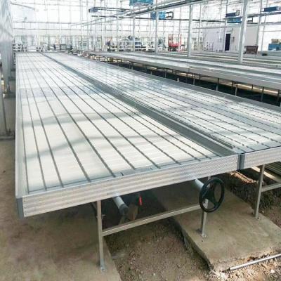 China Ebb Flow Nursery Movable Abs Flood Rolling Bench Grow Table for sale