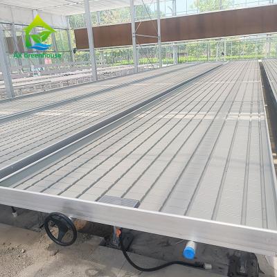 China Durable Hydroponic Greenhouse Ebb Flow Tray Seedbed Grow Table Rolling Bench for sale