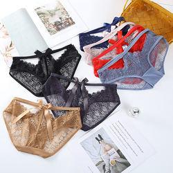 Wholesale Women&prime;s Transparent Lace Hollow out Lingerie Lady Womens Underwear Lace Panties Underwear Womens Panties