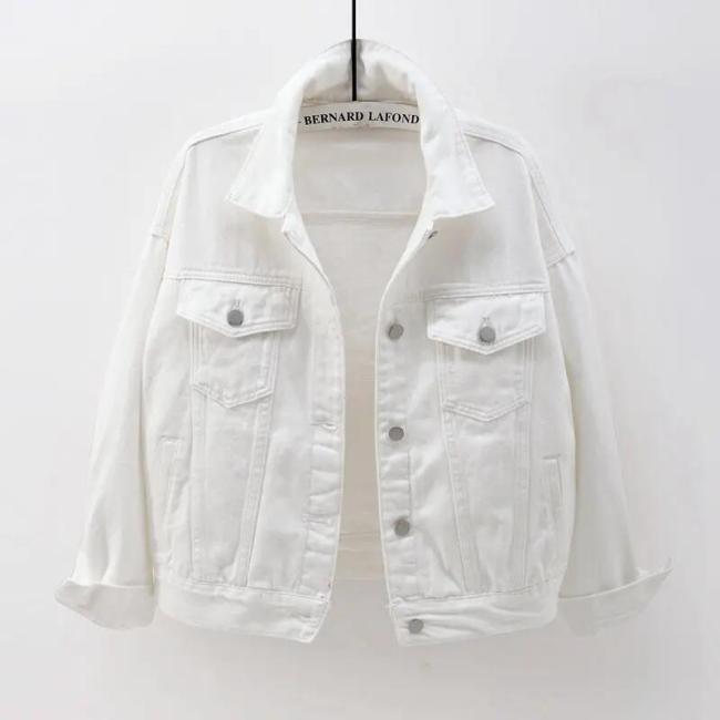 Women&prime;s Denim Jean Jacket Women Casual Outwear Fall Jacket Denim Button up Coat Oversize Denim Jacket for Ladies