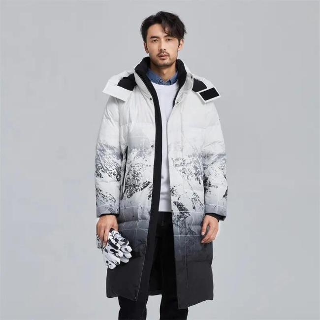 Custom Print Men&prime;s Down Jacket Goose for Mens 2023 Winter Puffer Jacket Long Down Coats Hooded Clothes