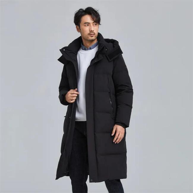 Custom Print Men&prime;s Down Jacket Goose for Mens 2023 Winter Puffer Jacket Long Down Coats Hooded Clothes
