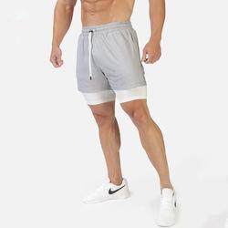 Men 90 Polyester 10 Spandex Compressionh Quick Dry with Liner Training Running Short 2 in 1 Gym Shorts for Men