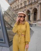 China Wholesale 2023 Spring Fashion Solid Color Single-Breasted Long-Sleeved Shirt High Waist Elastic Pants Women&prime;s Casual Suit for sale