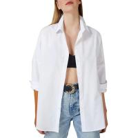 China Womens Long Sleeve Shirts Solid Color Button Down Blouses Casual Fit for sale