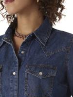 China Womens Denim Shirt Long Sleeve Button Down with Pockets Blouses for sale