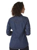 China Womens Denim Shirt Long Sleeve Button Down with Pockets Blouses for sale