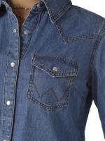 China Womens Denim Shirt Long Sleeve Button Down with Pockets Blouses for sale