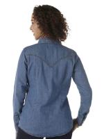 China Womens Denim Shirt Long Sleeve Button Down with Pockets Blouses for sale