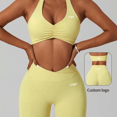 China Breathable Scrunch Sports Bra Workout Leggings Sets For Women for sale
