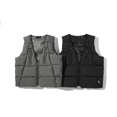 China                  Winter Fashion Quilted V-Neck Zipper Pockets Sleeveless Puffer Vest              for sale