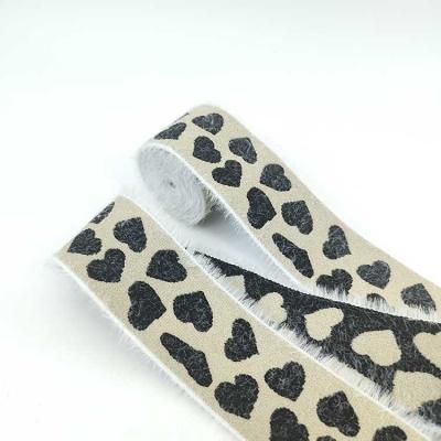 China Thick Fluff Elastic Band Beige Fluff Lace Jacquard Elastic Band Black Heart Elastic Webbing for sale