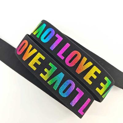 China Custom Size Printing Colorful Letter Jacquard elastic band for sewing for sale