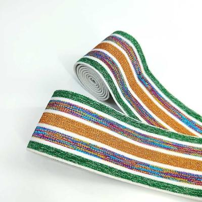 Hot Selling Custom Size Nylon Colorful Shiny Jacquard Elastic band for Clothing