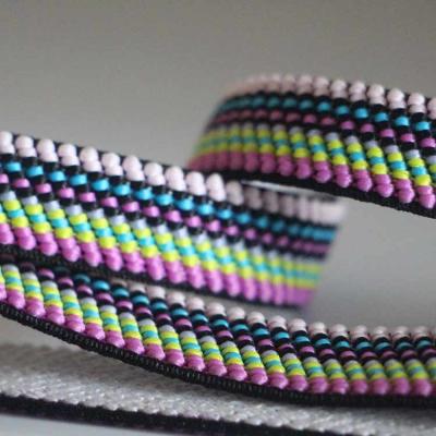 China Custom colorful elastic band fancy pattern knitted webbing for clothing for sale