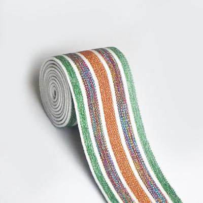 China Customized colorful fancy shiny elastic band knitted elastic band yarn-dyed elastic band for sale