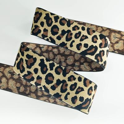 China Free sample manufacturer custom logo width leopard elastic band for sale