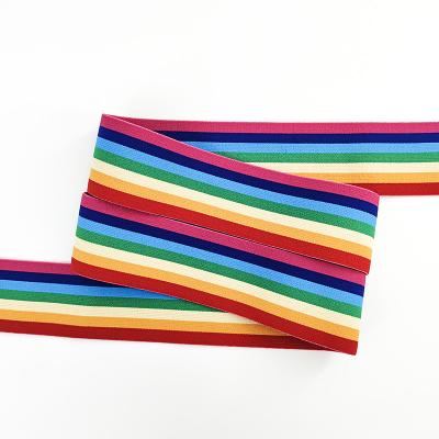 China Free sample manufacturer custom width logo rainbow elastic band for sale