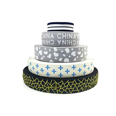 China Dark Grey Elastic Band Check Pattern Jacquard Elastic Custom Logo Elastic Band for Clothes for sale