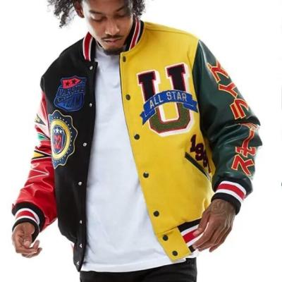 China Embroidery Patches Custom Men Letterman Jacket Baseball Leather Street Plus Size Coat Varsity Jacket for Men for sale