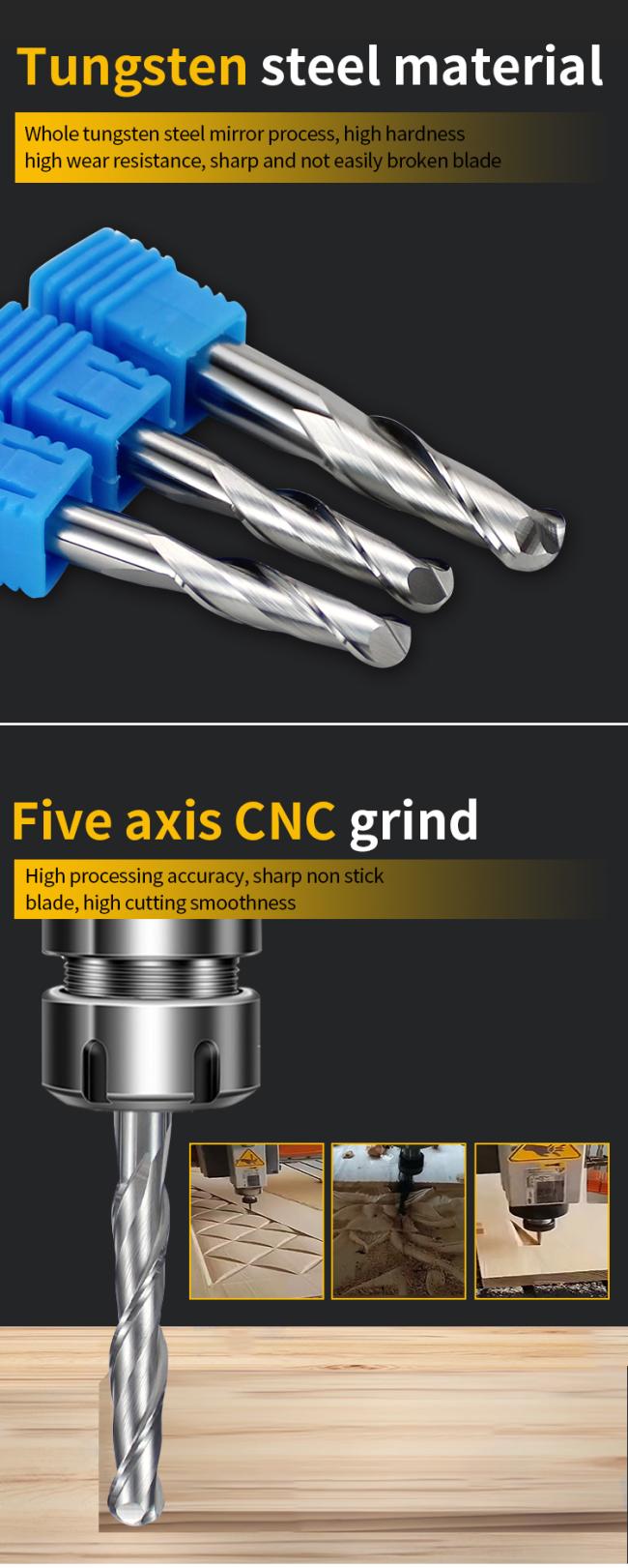 Close-up of two flute spiral ball head milling cutter