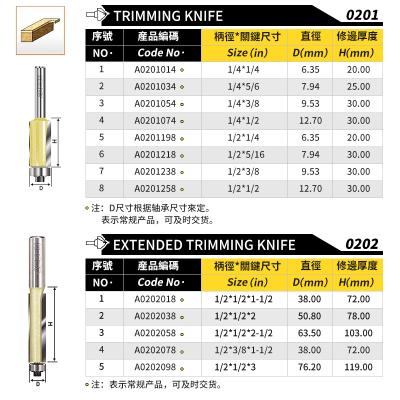 Cina Fresa per router ARDEN popolare 1/2 1/4 scanalatura dritta Cnc per la lavorazione del legno Fresa per rifilatura a filo con fondo piatto per legno con cuscinetto in vendita