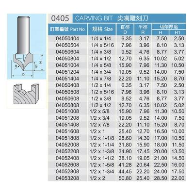 China Pointed Nose Tiger Bit 65HRC  Arc Milling Door Panel  Cnc Machion Tools for sale
