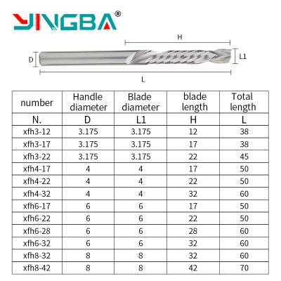 Cina YINGBA OEM Customized Wholesale Up and Down Cutting Single Edge Spiral Carbide End Mill Compression Router Bit per il legno in vendita